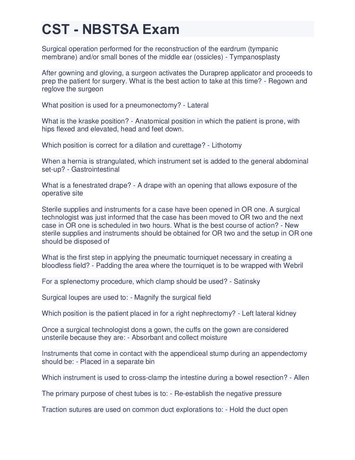 CST - NBSTSA Exam - Scholarfriends